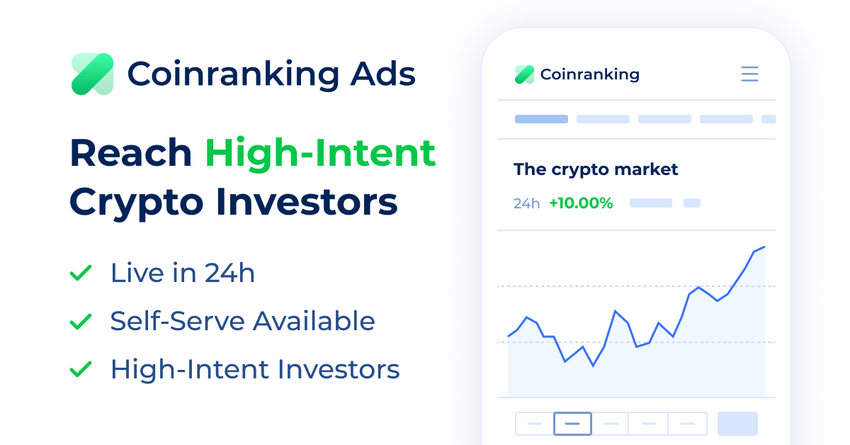 Crypto Ads on Coinranking: Reach 500K+ Users | Live in 24h
